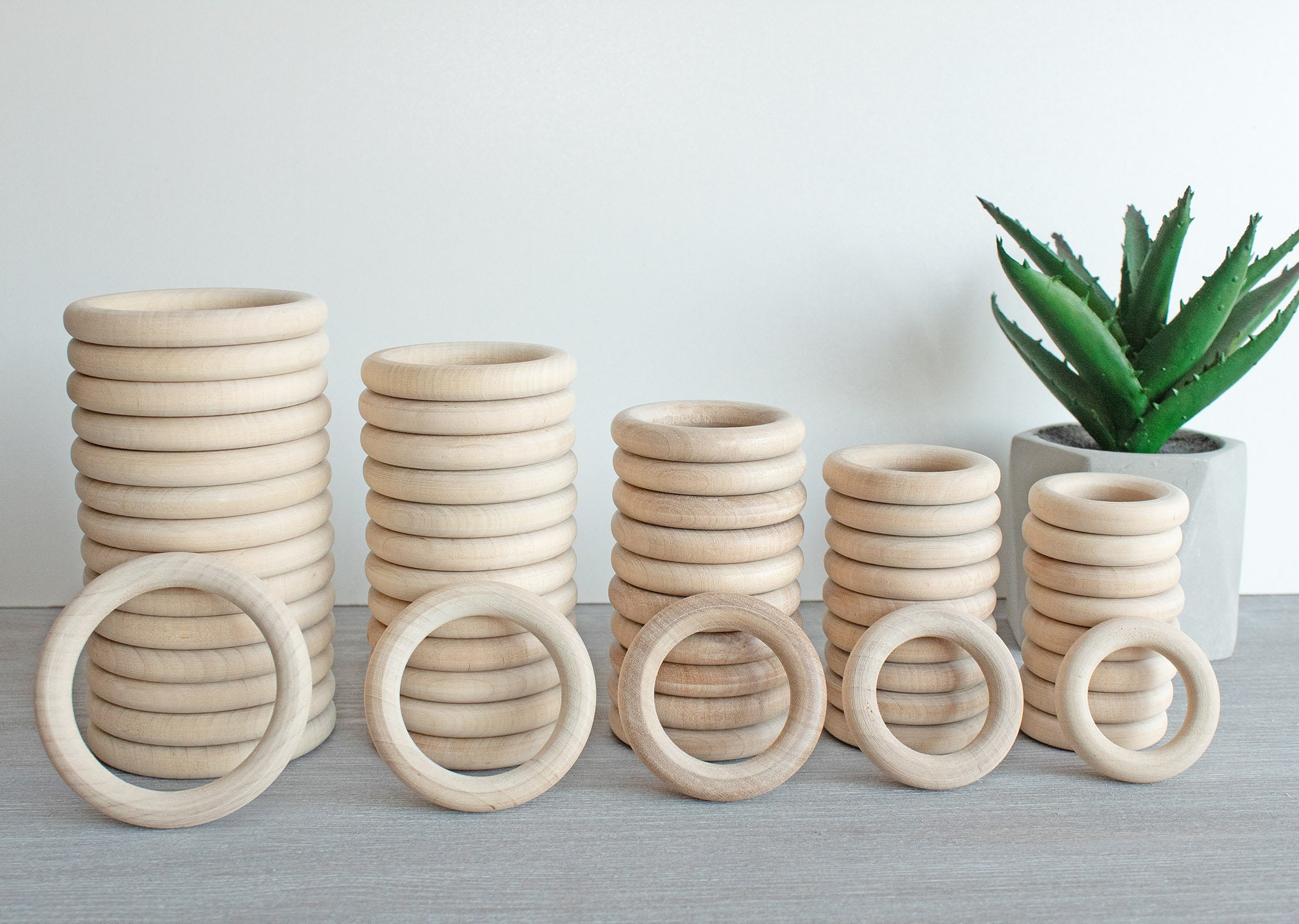 Untreated Solid Wooden Macrame Rings Natural Unfinished Wood - Etsy