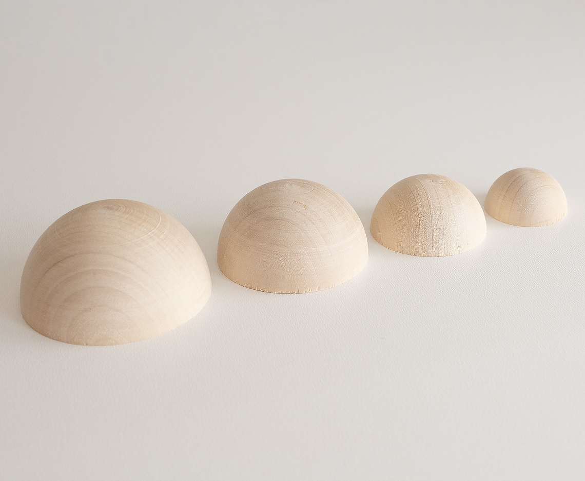 Natural Wooden Half Balls, Unfinished Wood Semicircle, Wood Sphere ...