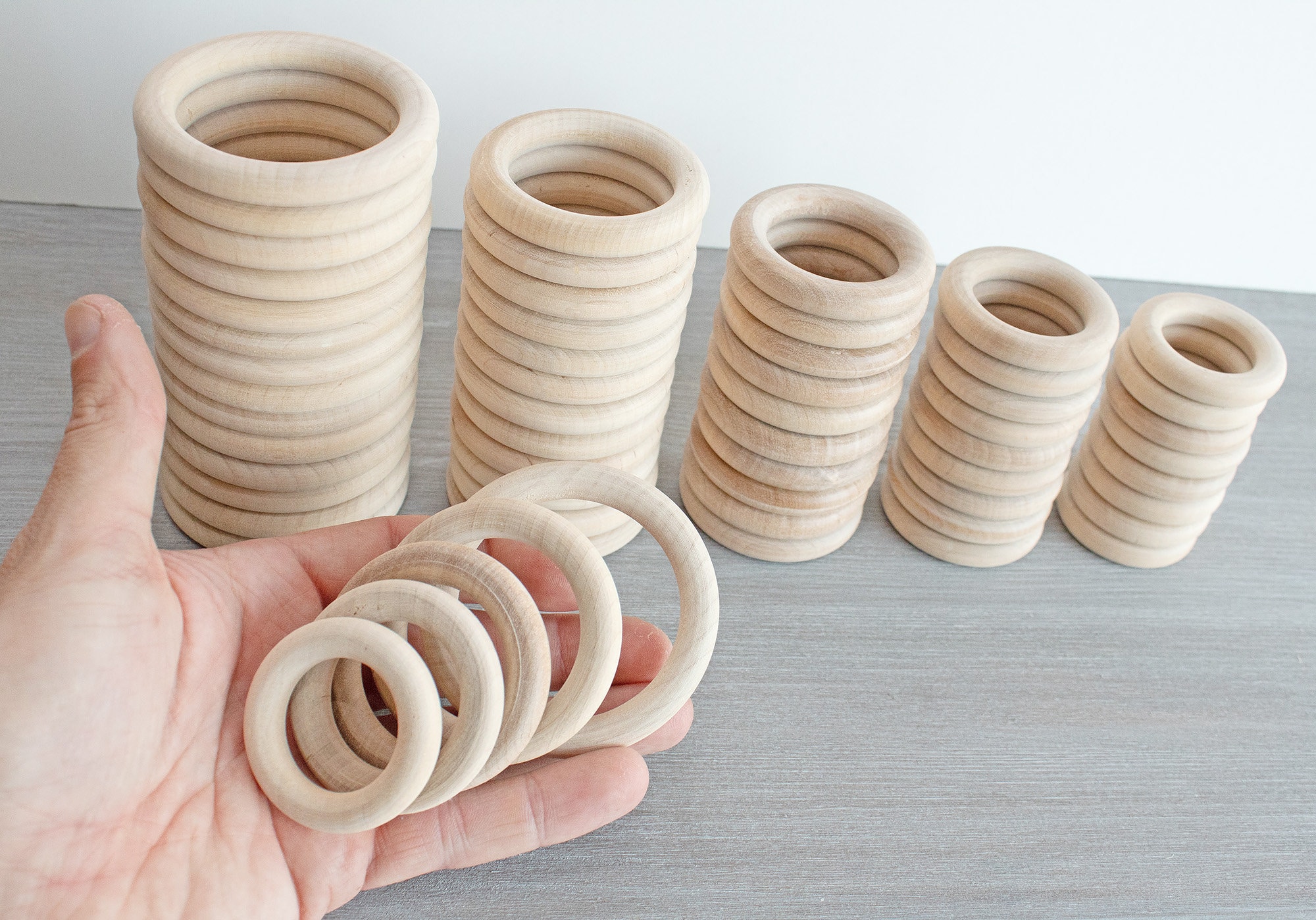 Untreated Solid Wooden Macrame Rings, Natural Unfinished Wood Ring ...