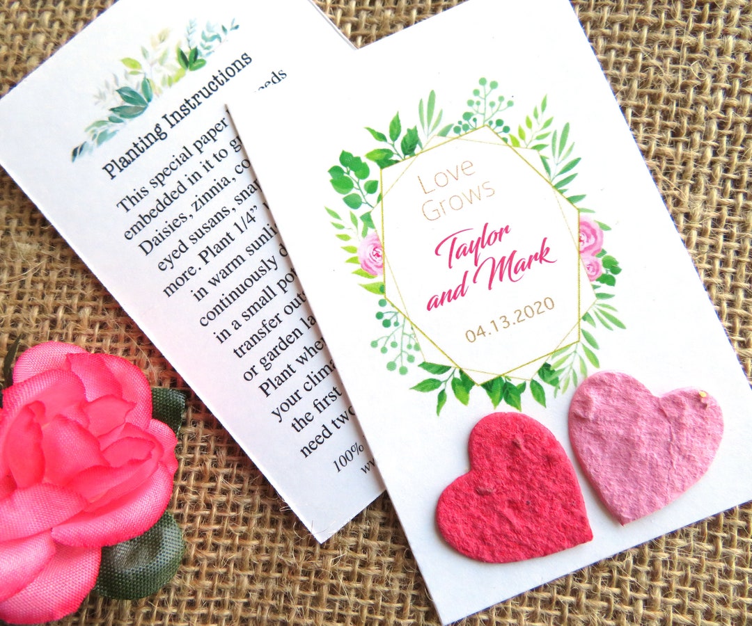 Personalized Seed Paper Watch Love Grow Wedding Favor Cards With ...