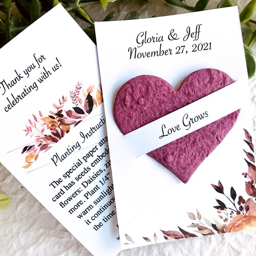 Plantable Wedding Favors Love Grows Seed Paper Cards Eco - Etsy