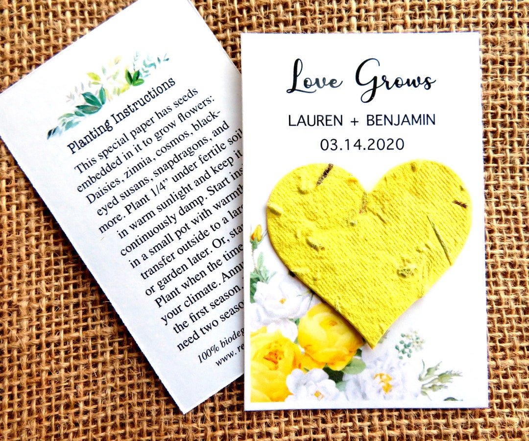 Love Grows Plantable Rose Wedding Favors - Personalized Seed Paper ...
