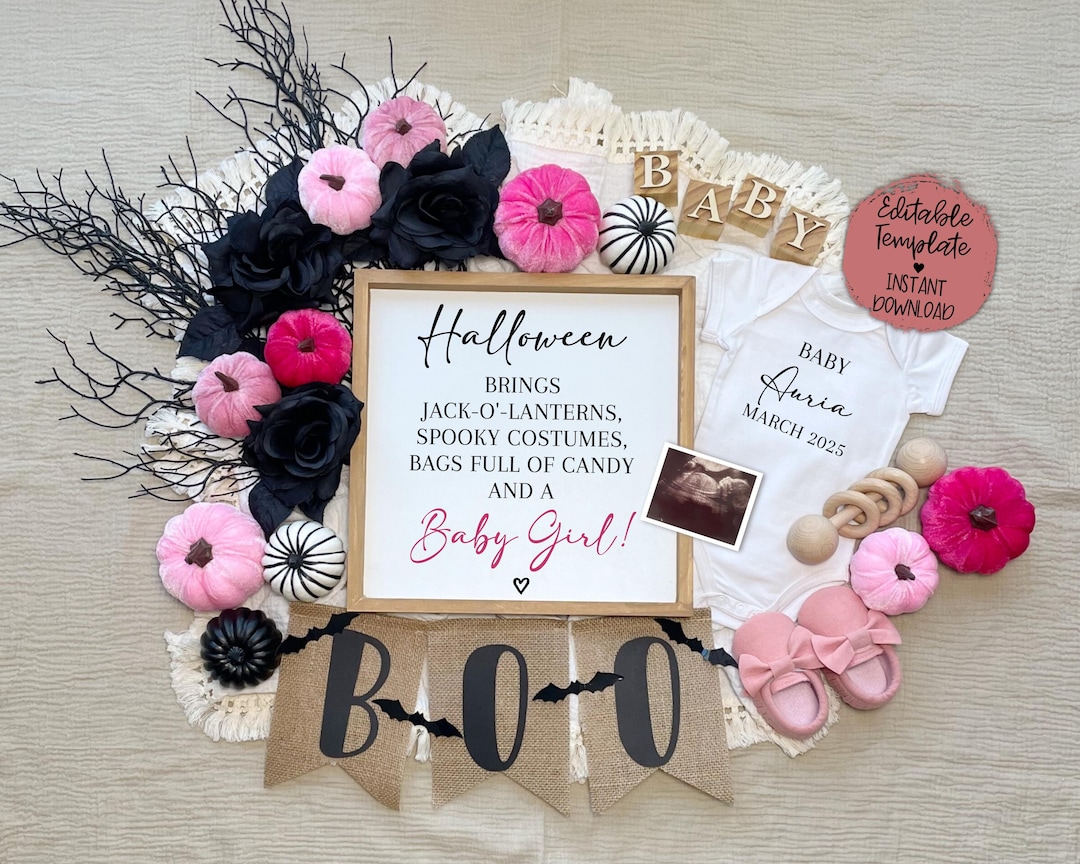Halloween Pregnancy Baby Girl Gender Reveal, October Pregnancy ...