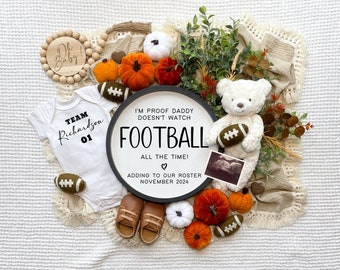 Fall Baby Boy Pregnancy Announcement Digital, Autumn Thanksgiving Baby ...