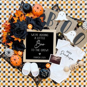 Halloween Pregnancy Announcement Digital, Fall Baby Announcement ...