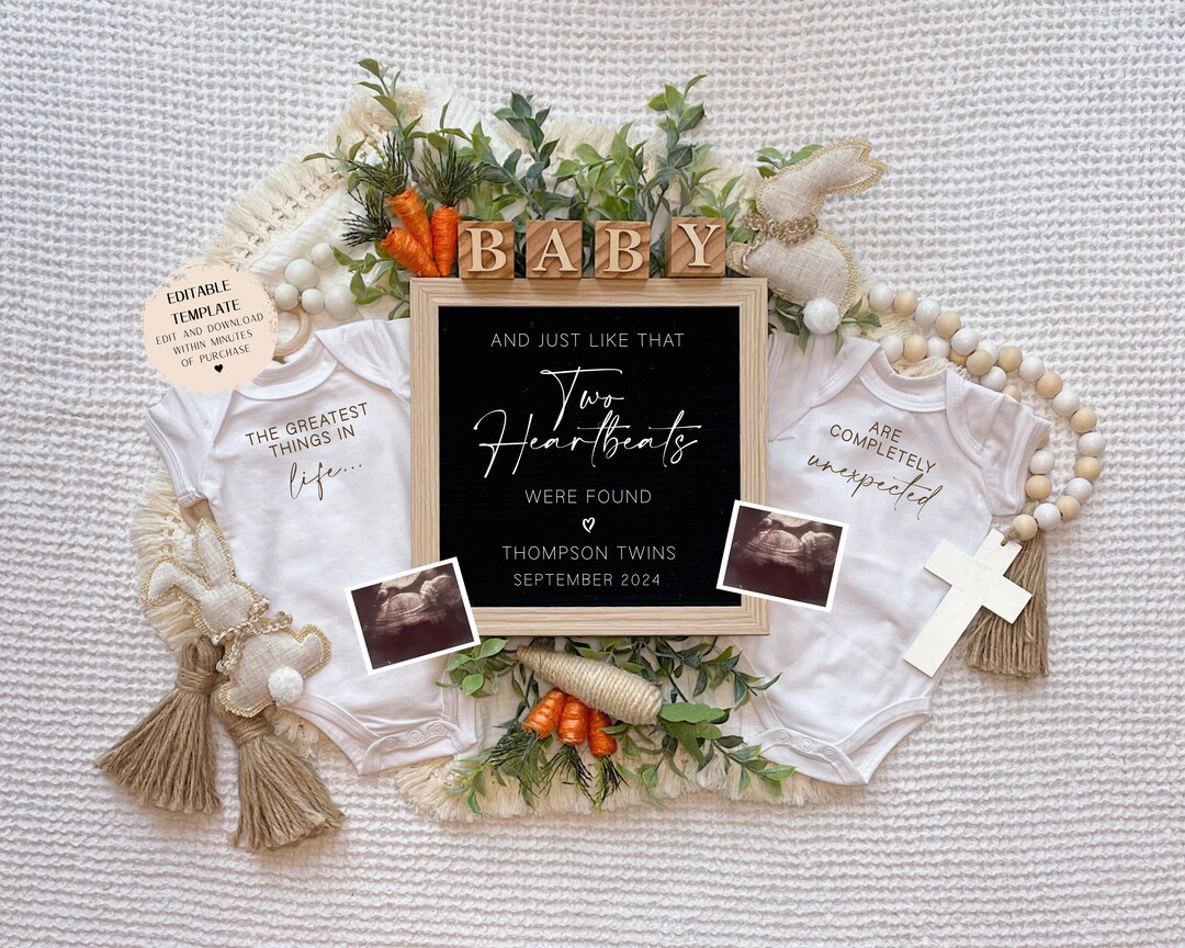 Twins Easter Pregnancy Announcement, Digital Baby Announcement, Twins ...
