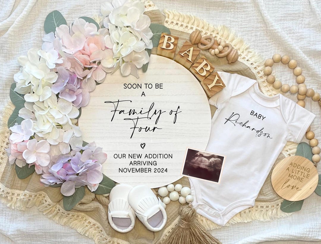 Second Baby Announcement, Digital Pregnancy Announcement, Gender ...