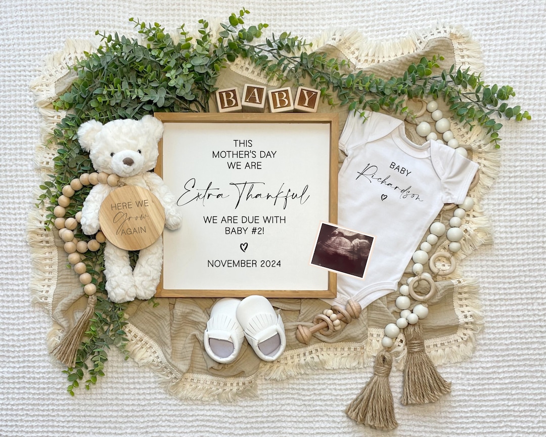 Mother's Day Second Baby Announcement, Digital Pregnancy Announcement ...