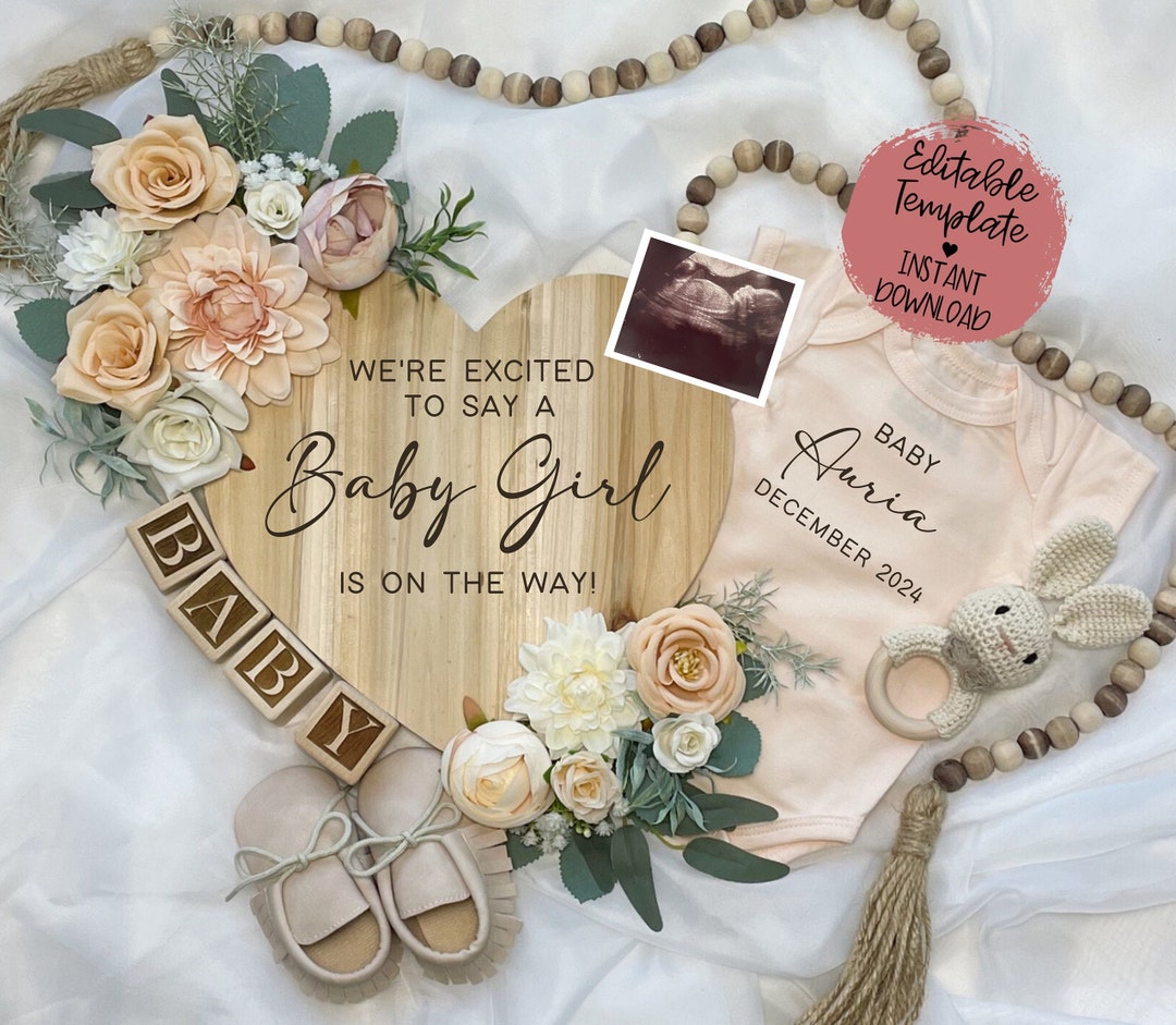 It's a Girl Baby Gender Reveal, Simple Floral Minimalist Social Media ...