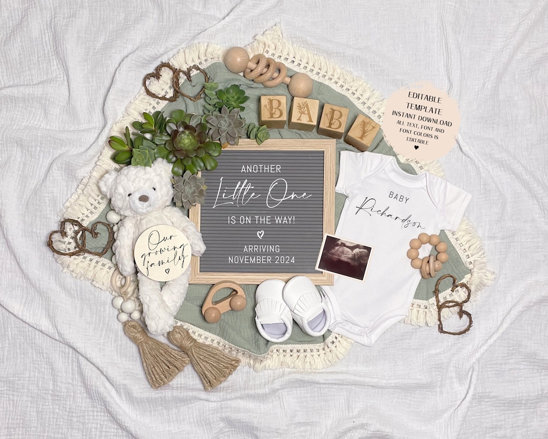 Second Baby Announcement, Digital Pregnancy Announcement, Gender ...