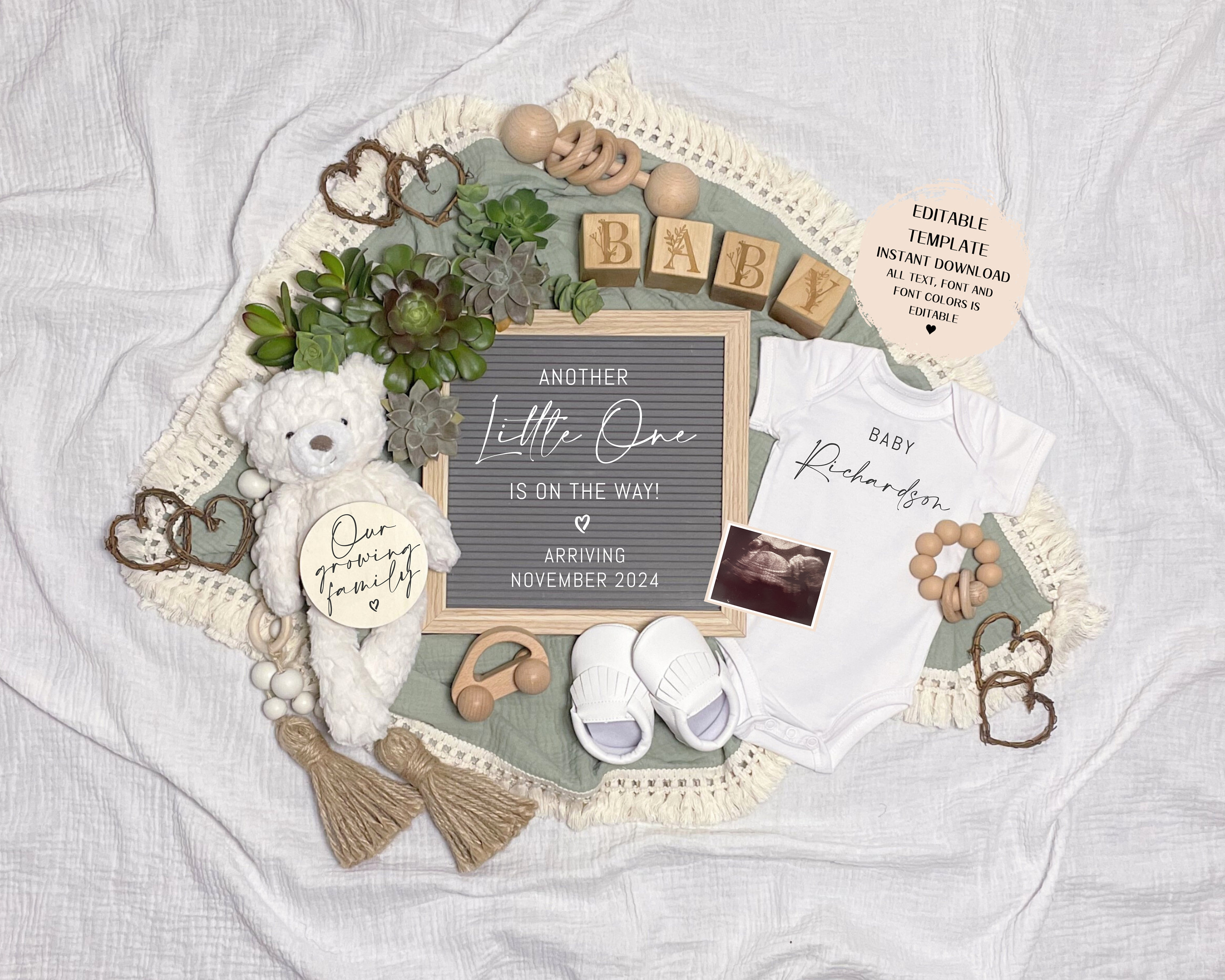 Second Baby Announcement, Digital Pregnancy Announcement, Gender ...