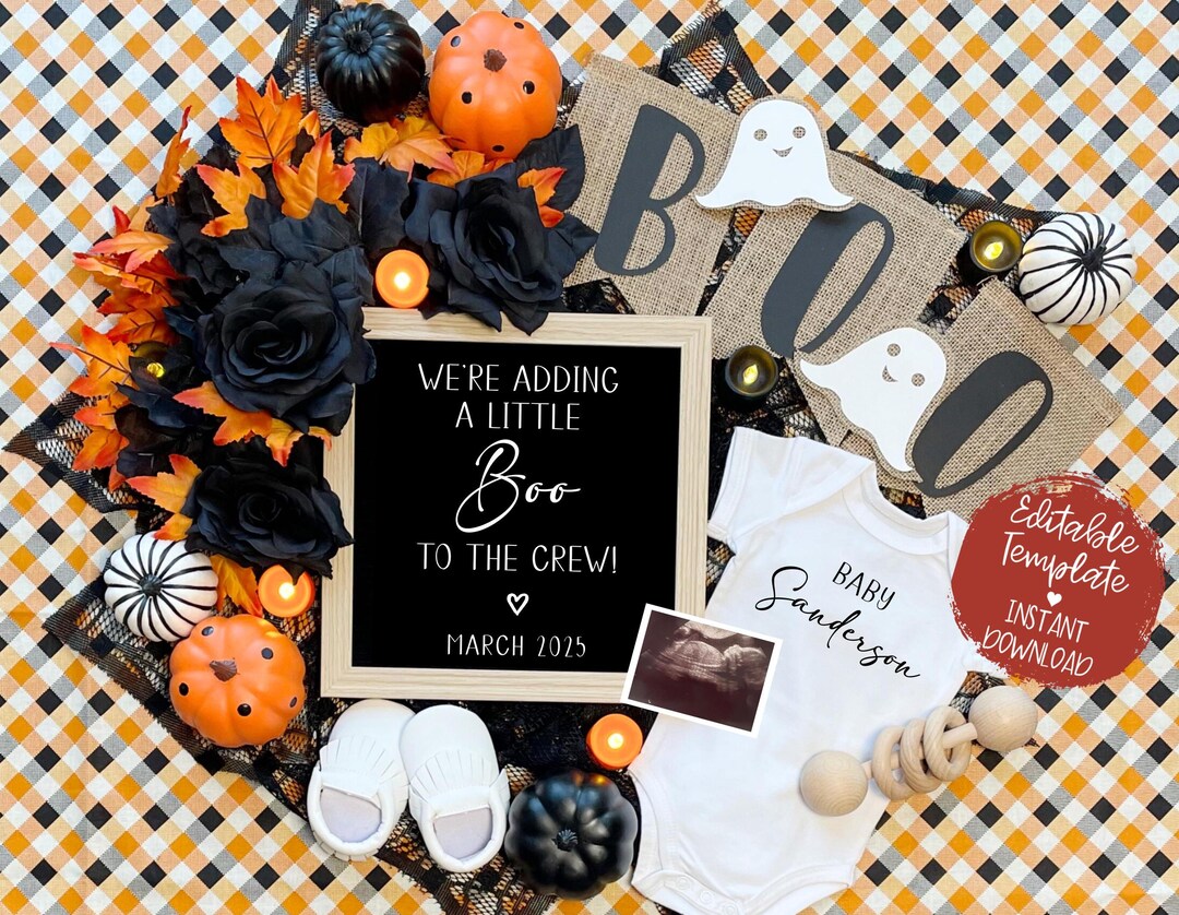 Halloween Pregnancy Announcement Digital, Fall Baby Announcement ...