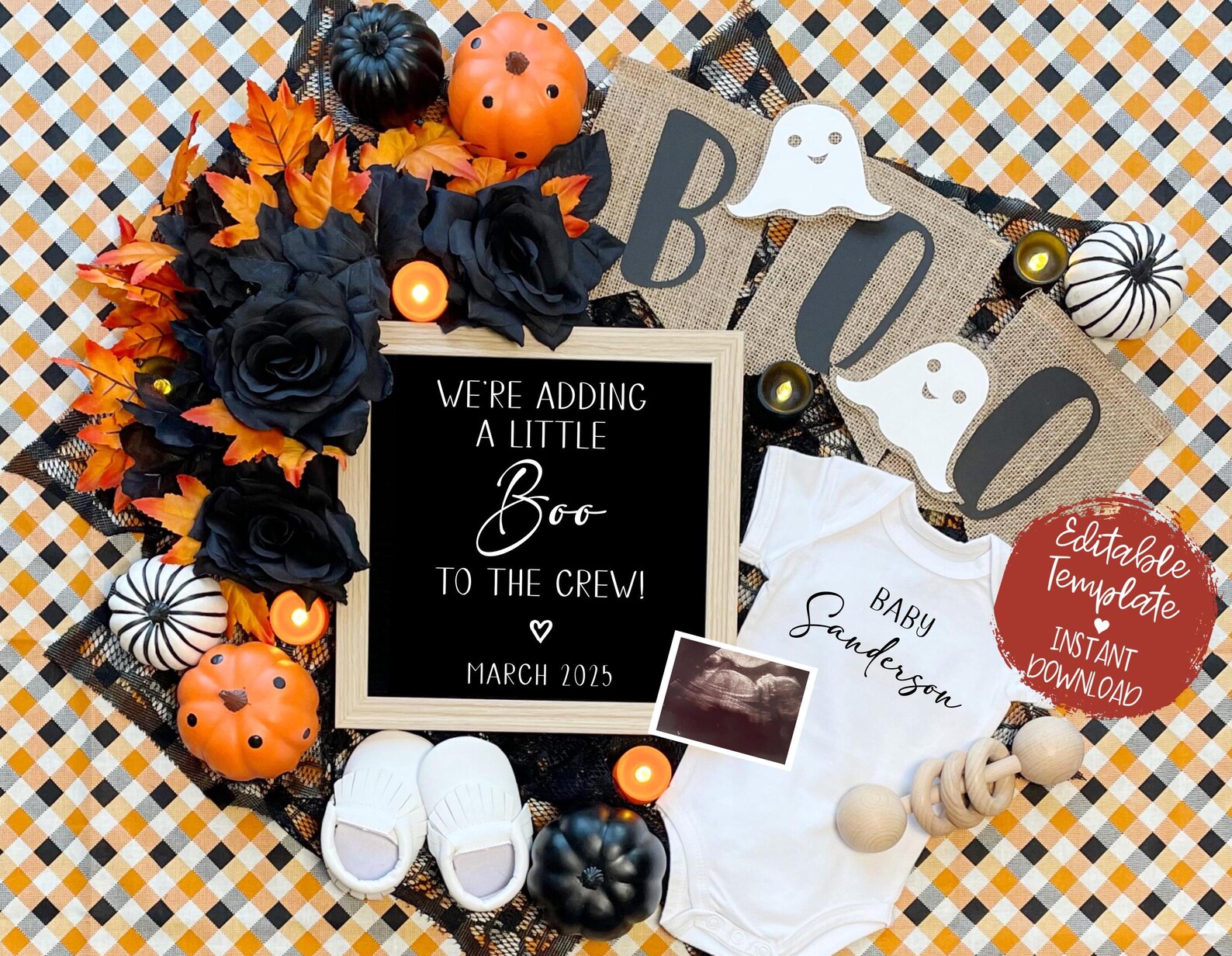 Halloween Pregnancy Announcement Digital, Fall Baby Announcement ...