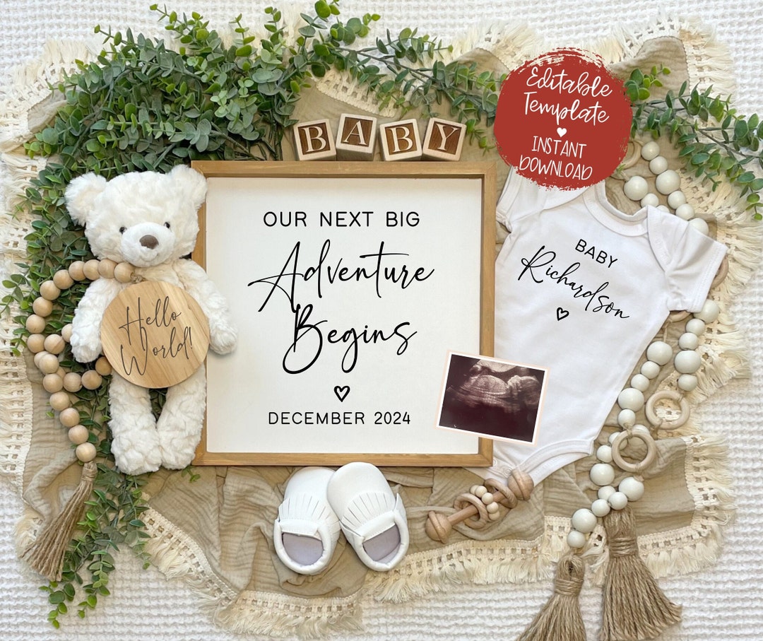 Gender Neutral Pregnancy Announcement: Editable Social Media Template ...