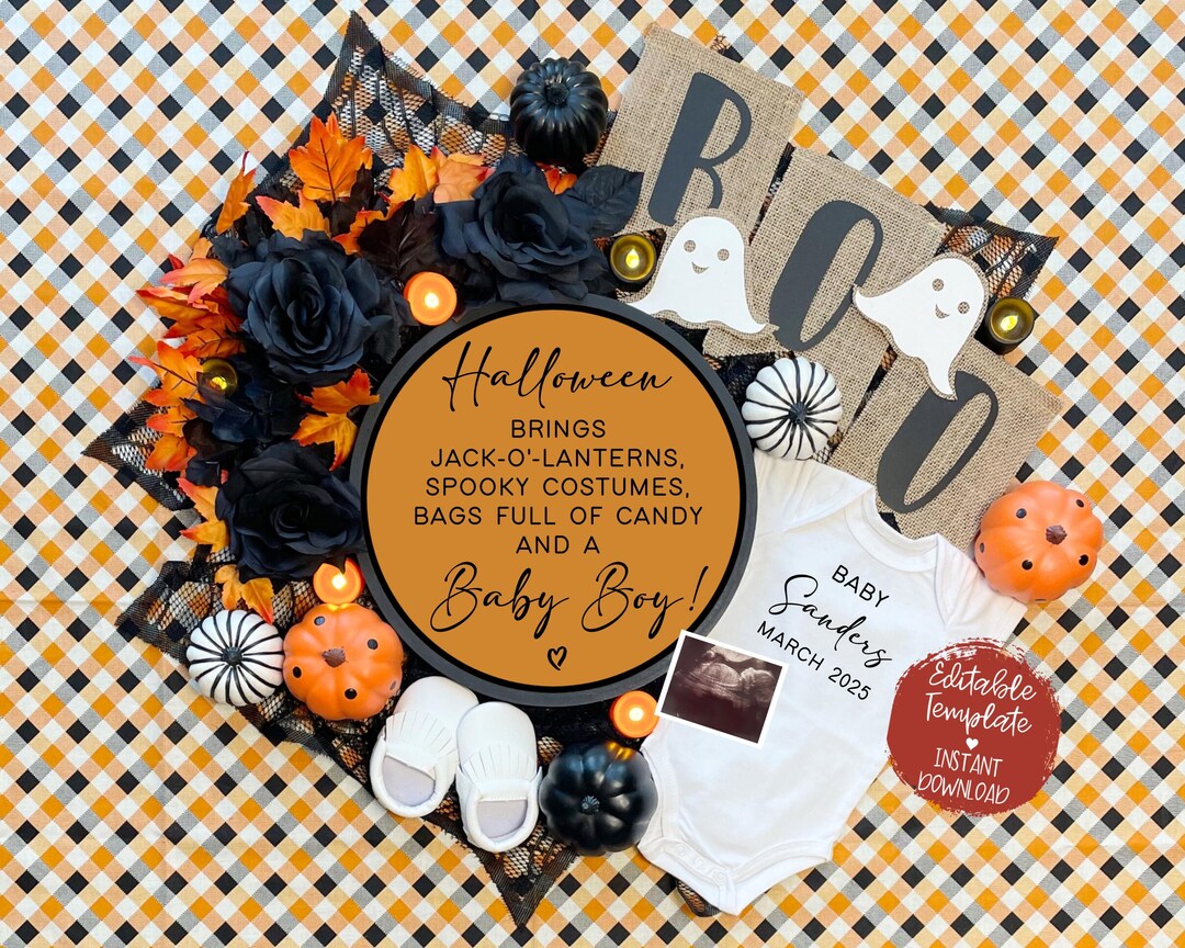 Halloween It's A Boy Baby Gender Reveal, October Pregnancy Announcement ...