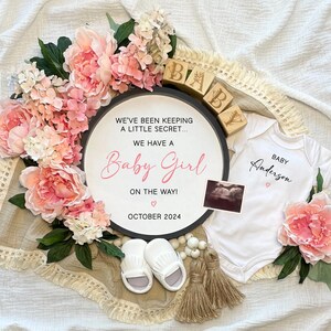 Girl Baby Announcement Digital, Spring Pregnancy Announcement, Editable ...