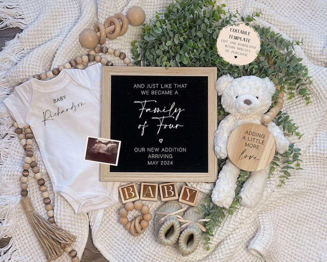 Second Baby Announcement, Digital Pregnancy Announcement, Gender ...