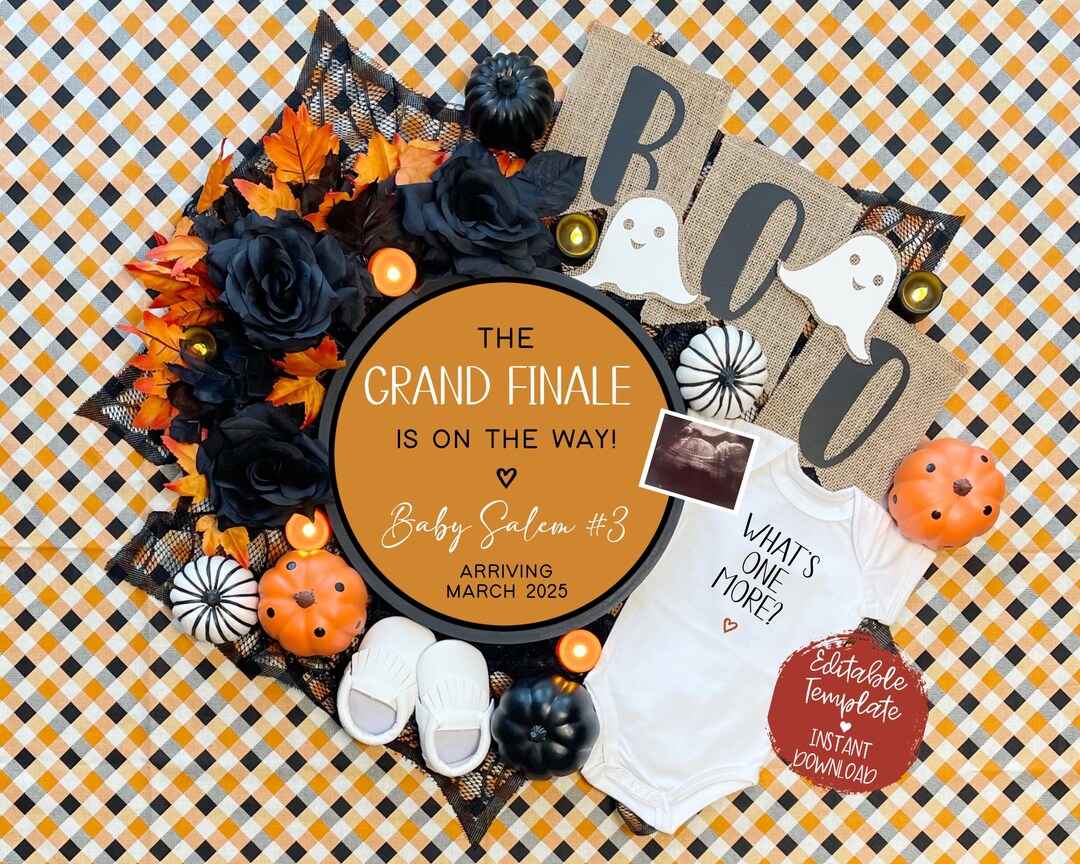 Halloween Pregnancy Announcement Digital, Last One Baby Announcement ...