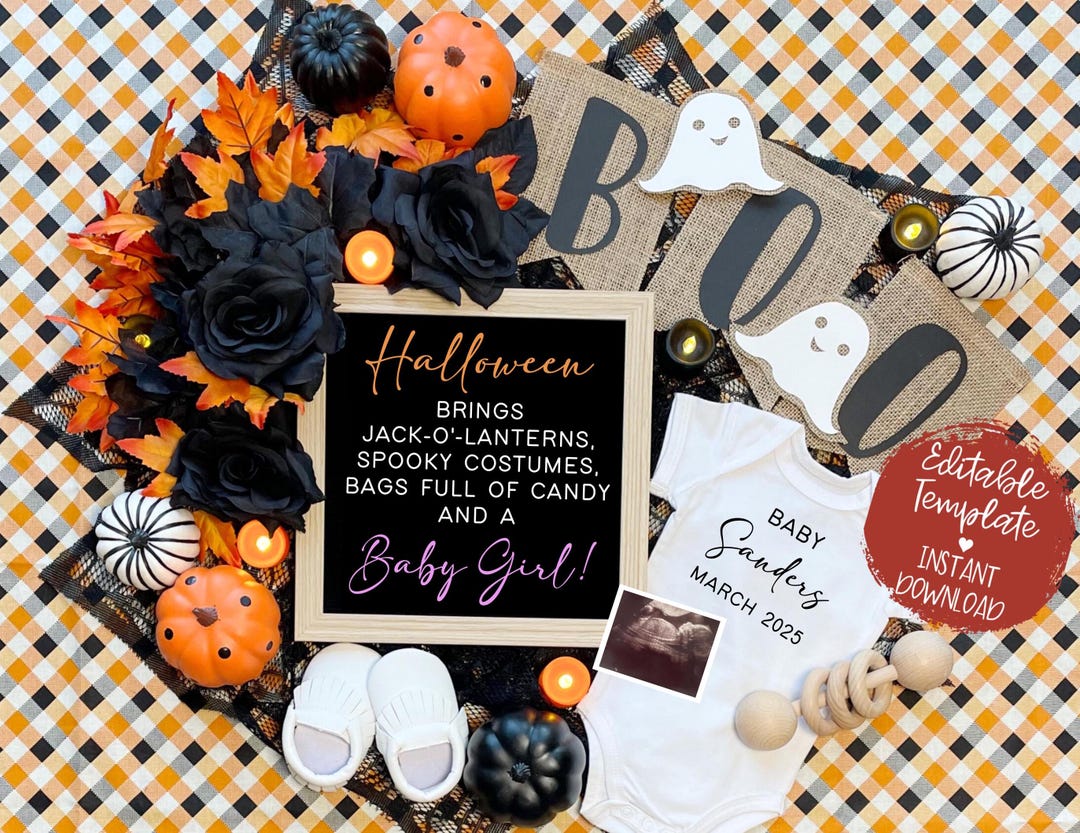 Halloween It's A Girl Baby Gender Reveal, October Pregnancy ...