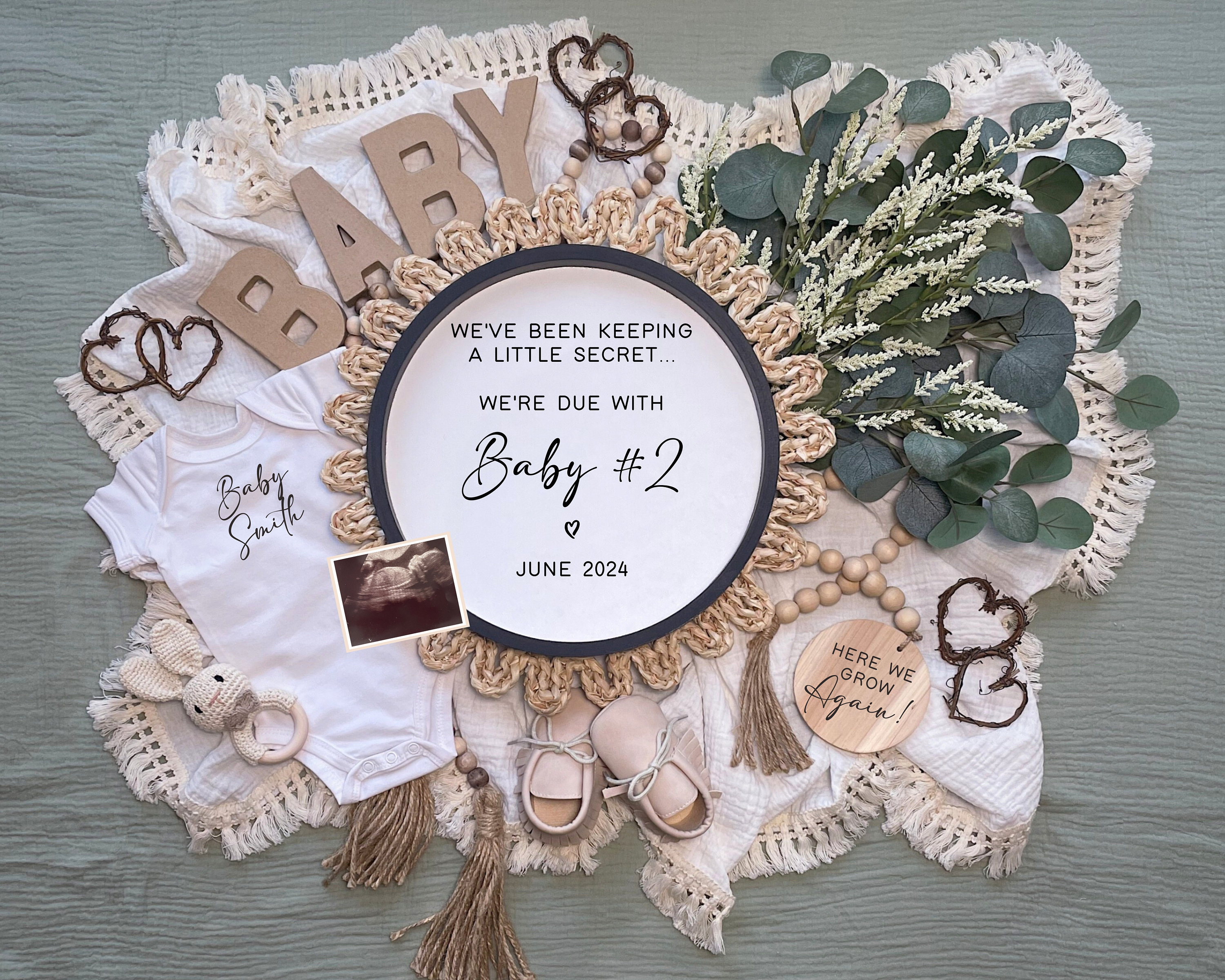 Second Baby Announcement, Digital Pregnancy Announcement, Gender ...