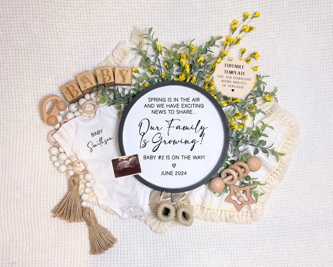 Digital Baby Number 2 Announcement, Editable Pregnancy Template Instant ...