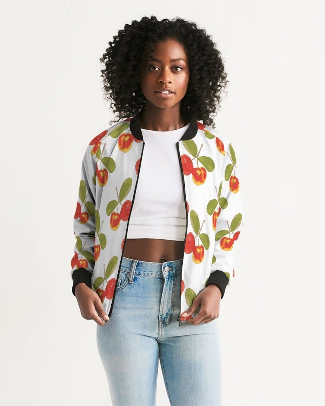 Women's Bomber Jacket Acerola Caribbean Cherry | Sabroso Streetwear - Etsy