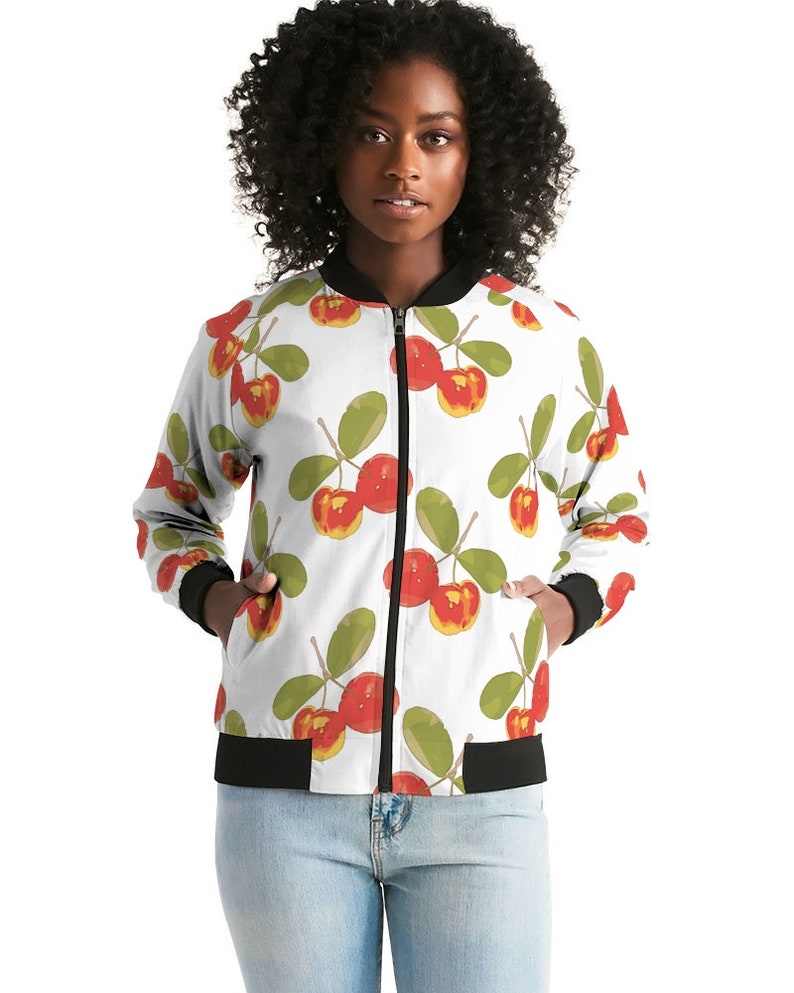 Women's Bomber Jacket Acerola Caribbean Cherry | Sabroso Streetwear - Etsy