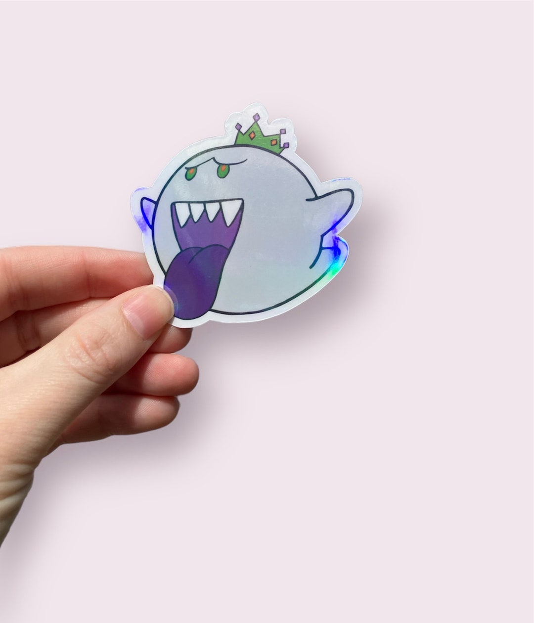 Super Mario King Boo Holographic Sticker, Luigi's Mansion Sticker - Etsy