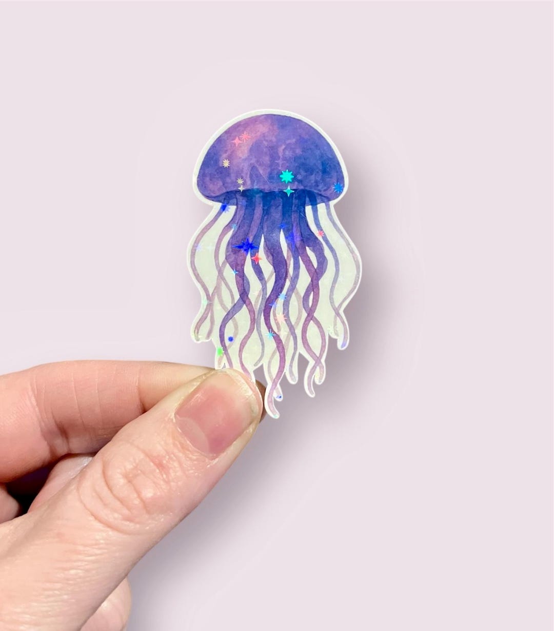 Watercolor Jelly Fish Sticker, Holographic - Etsy