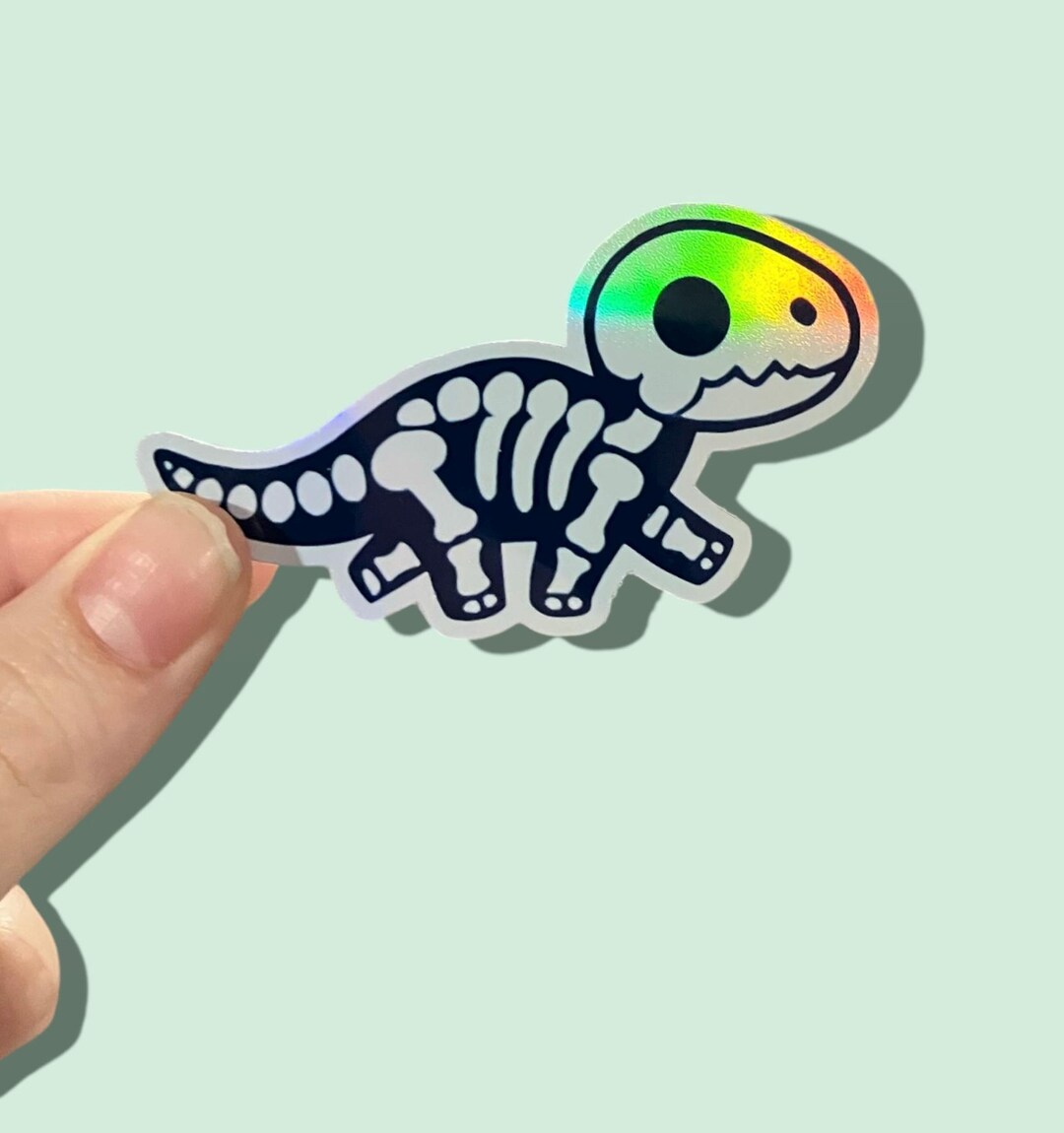 Dinosaur Skeleton Sticker, Holographic - Etsy