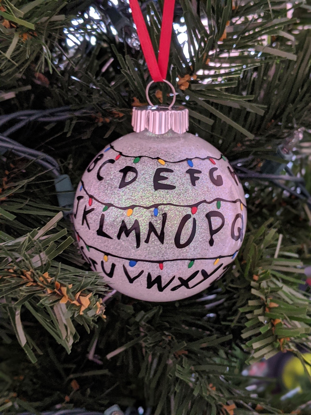 Stranger Things Ornament, Alphabet Wall Christmas Ornament, Glass ...