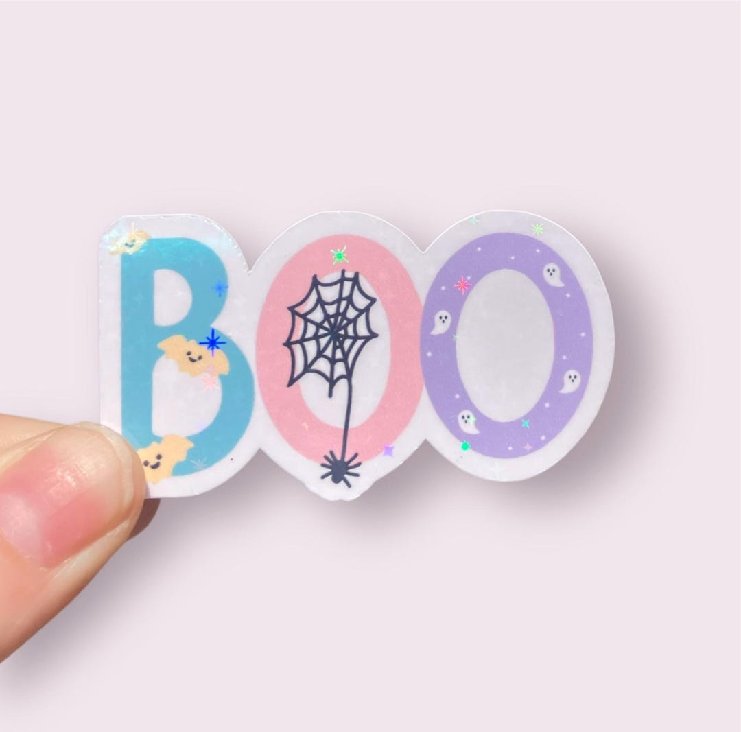 Pastel Halloween BOO Sticker: Holographic Vinyl - Etsy