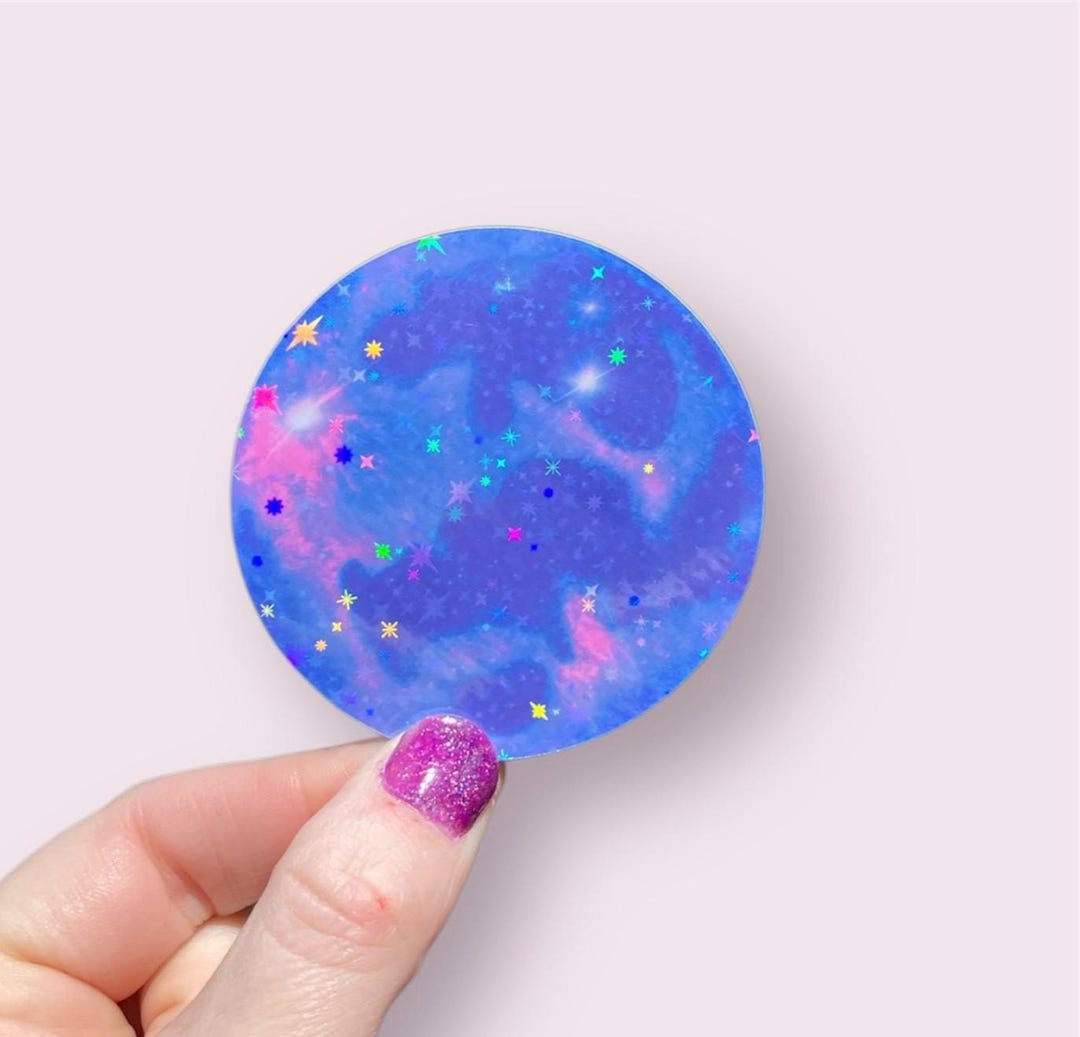 Blue Moon Sticker: Holographic Glitter - Etsy