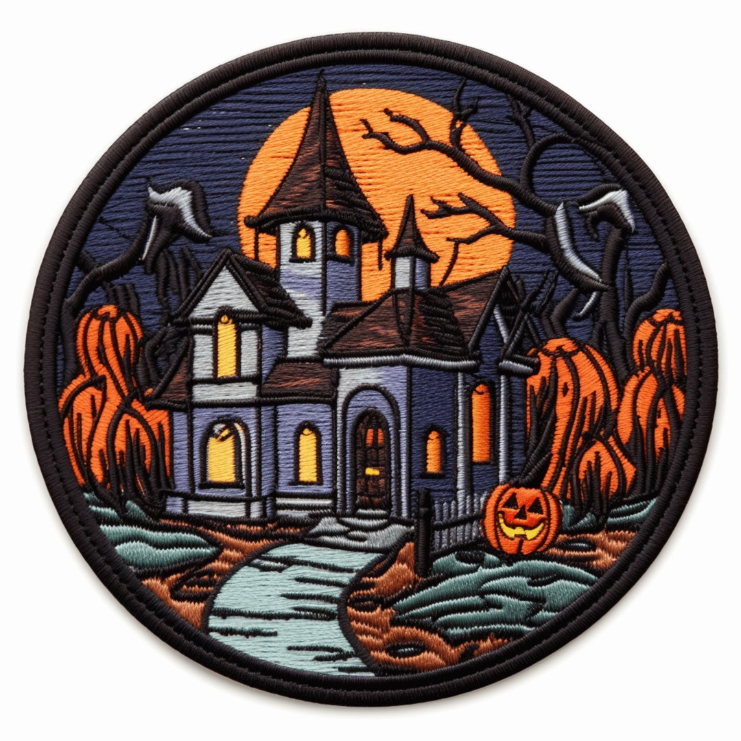 Haunted House Patch Embroidered Iron-on/sew-on Applique - Etsy