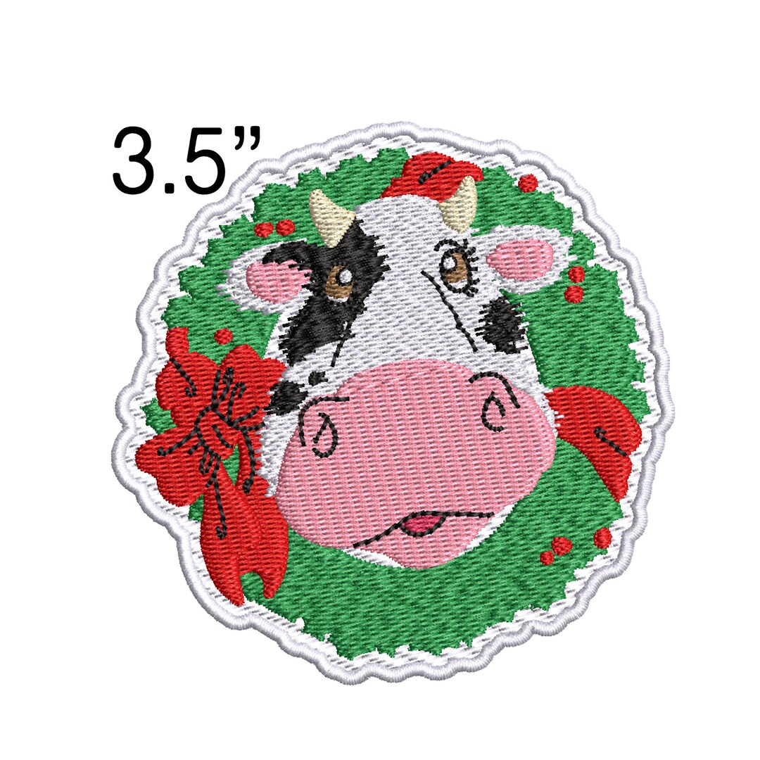 Cow Patch With Wreath Embroidered DIY Iron-on/sew-on Applique Clothing ...
