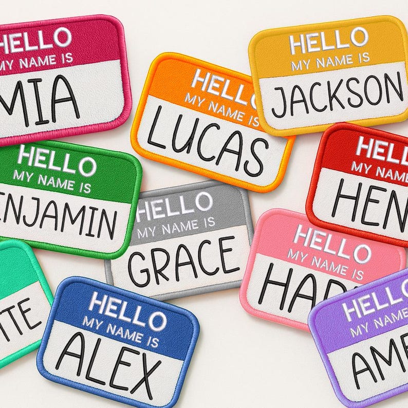 Custom Hello My Name is Patch - Embroidered Iron on or Sewn Name Tag ...