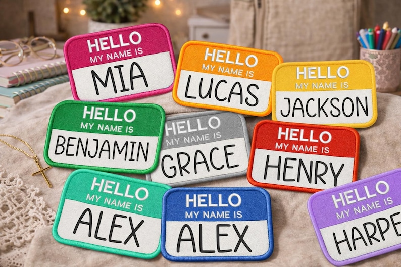 Custom Hello My Name is Patch - Embroidered Iron on or Sewn Name Tag ...