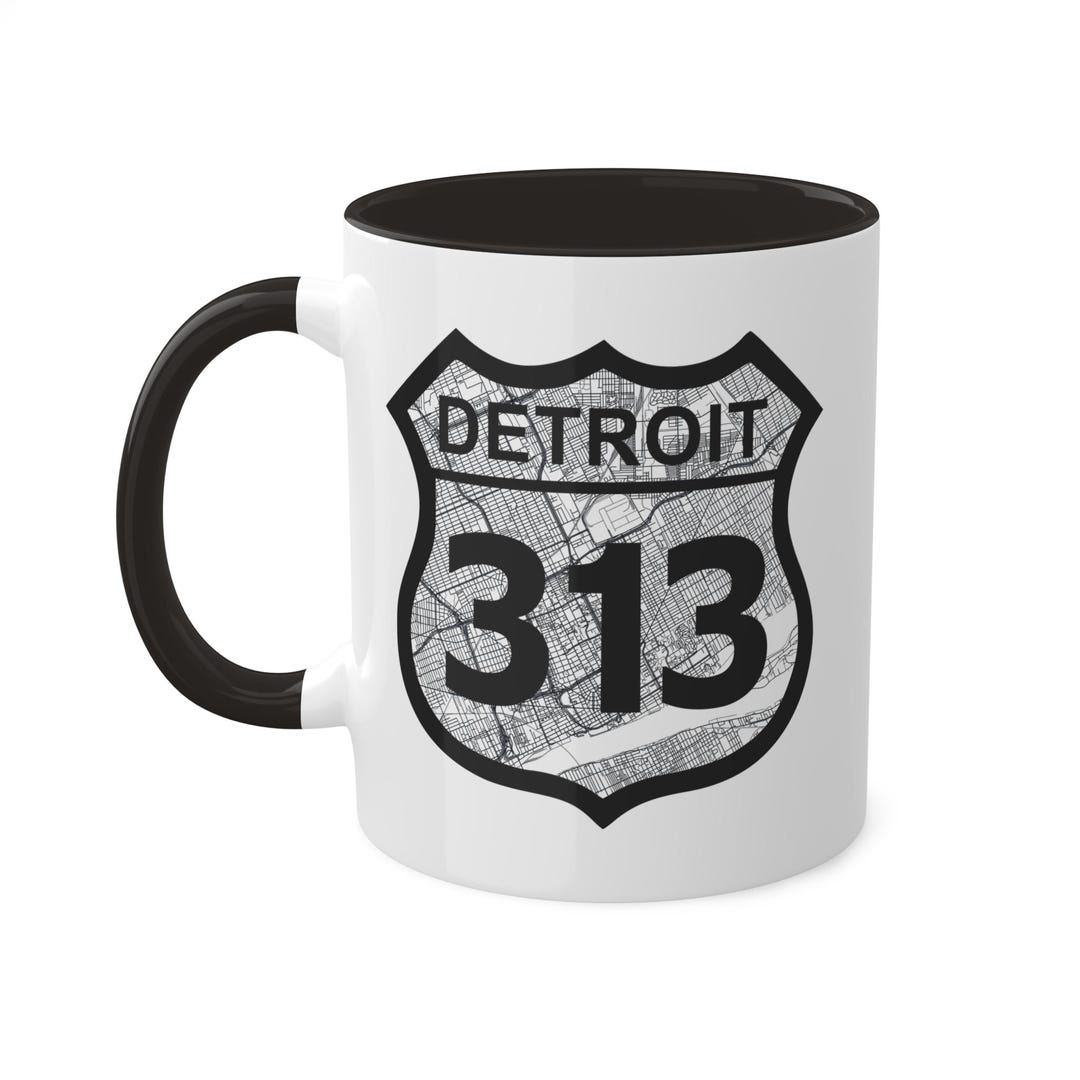 Detroit Interstate 313 Map Mugs, City of Detroit, Motown Streets, 313 ...