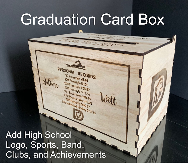Custom Graduation Party Card Box Laser Engraved Keepsake With ...