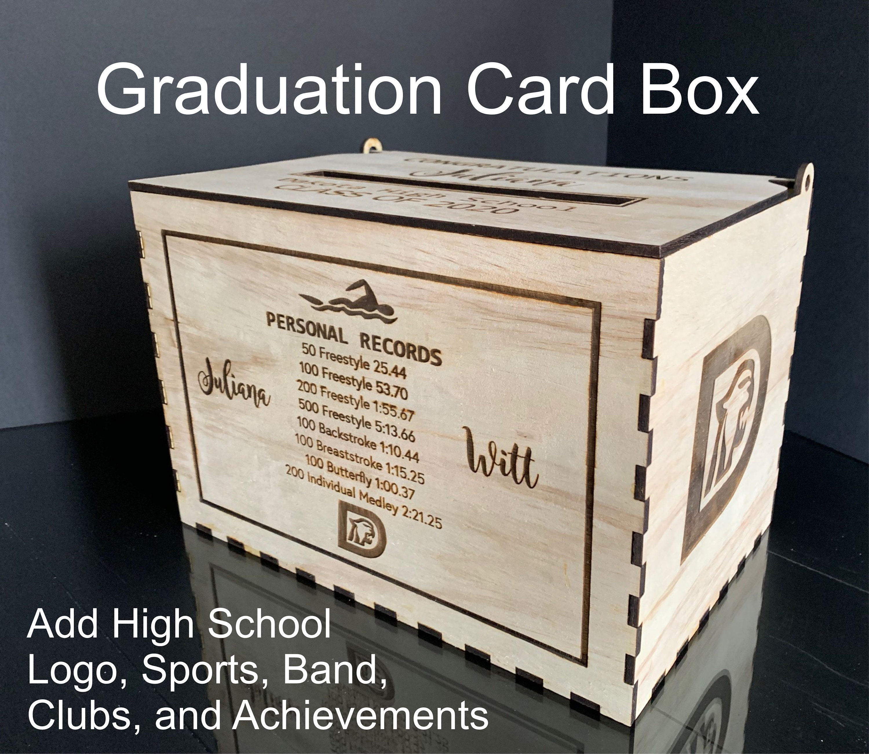 Custom Graduation Party Card Box Laser Engraved Keepsake With ...