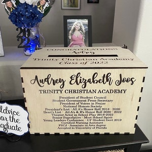 Custom Graduation Party Card Box | Laser Engraved Keepsake With ...