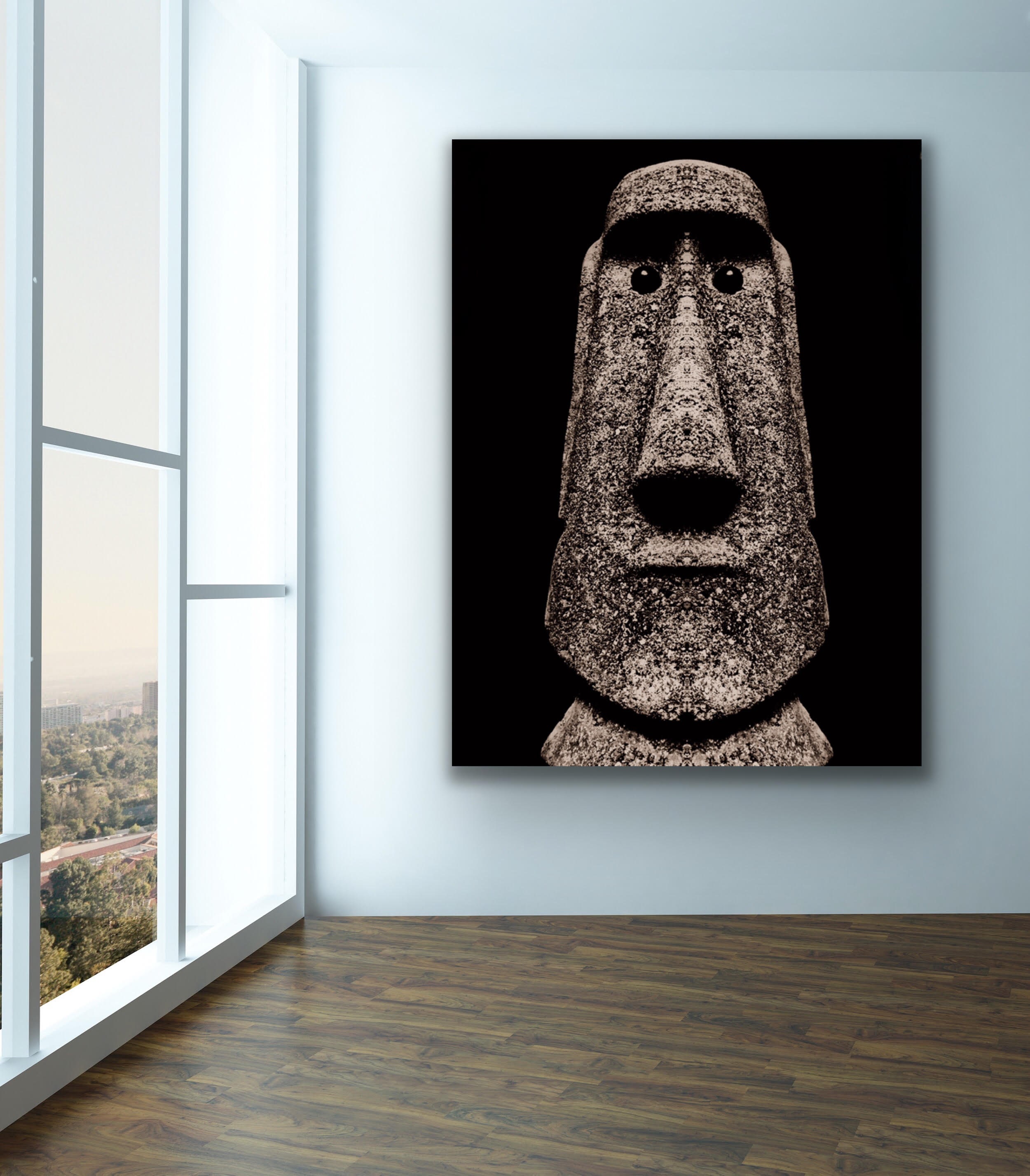 Moai Statue Art Print Abstract Wall Art Mixed Media Art Easter Island ...