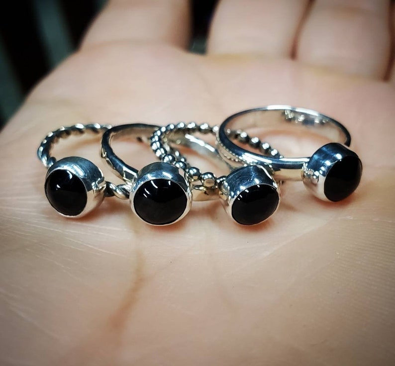 Custom Ring ~ Coal Set in Sterling Silver - Etsy