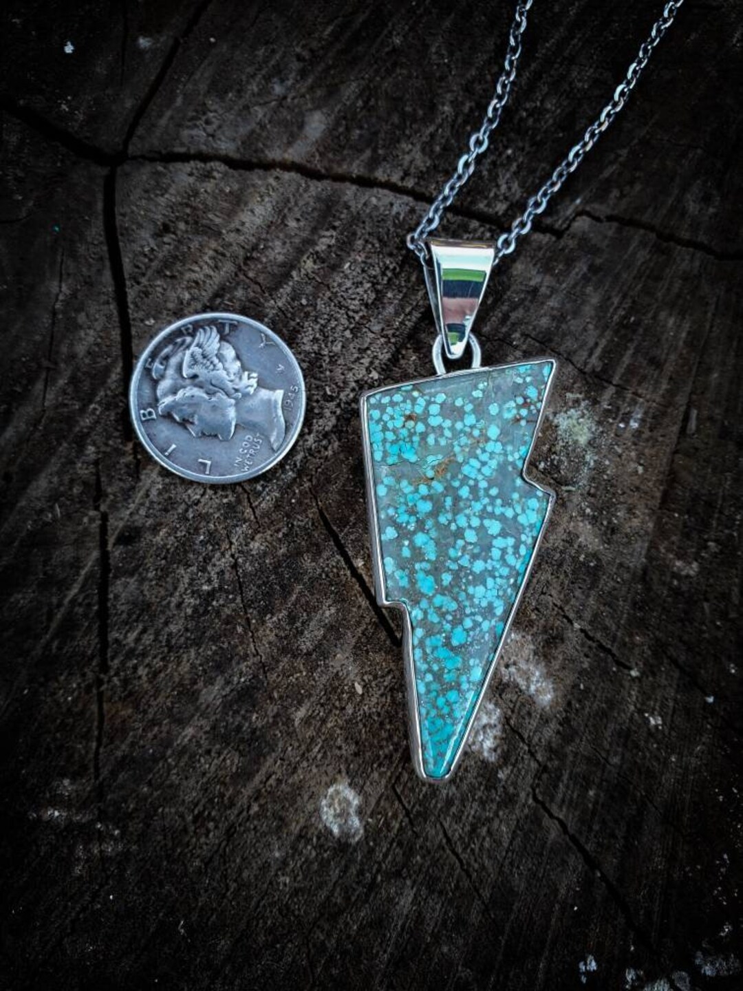 Number 8 Turquoise Lightning Bolt Necklace. Sterling Silver - Etsy