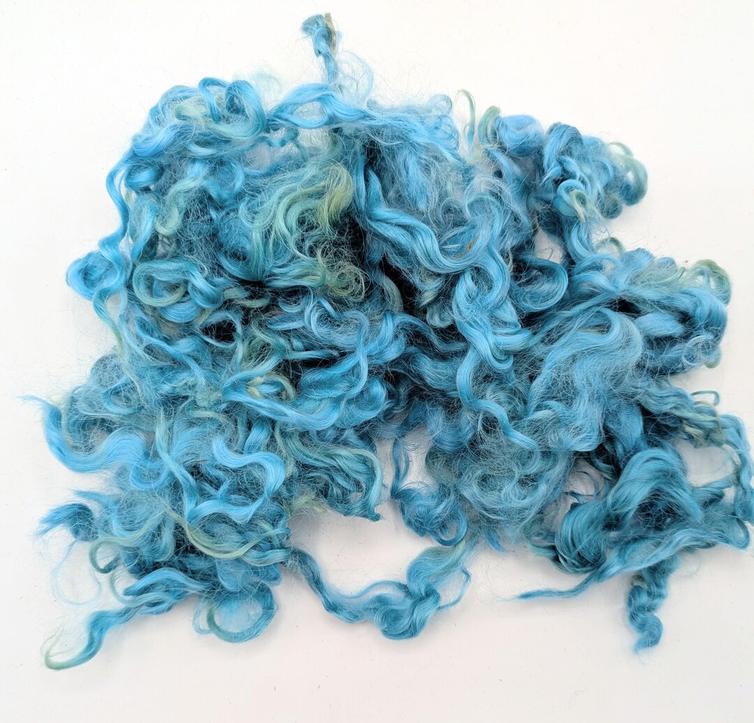 Sky Blue Cotswold Wool Locks, Lustrous Fibers for Spinning, Felting ...
