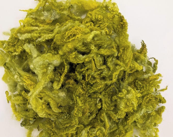 Grasshopper Green Locks | BFL Lock Wool | Art Batts | Felting Wool ...