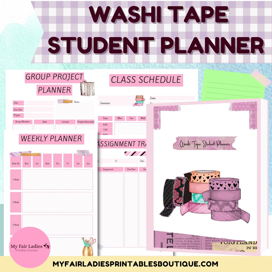 Washi Tape Student Planner Templates - Etsy