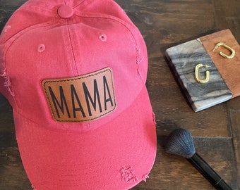 Womens Area Code Distressed Leather Patch Cap - Etsy