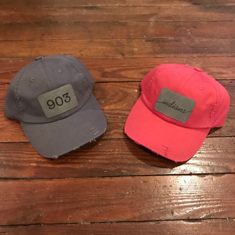 Womens Area Code Distressed Leather Patch Cap - Etsy