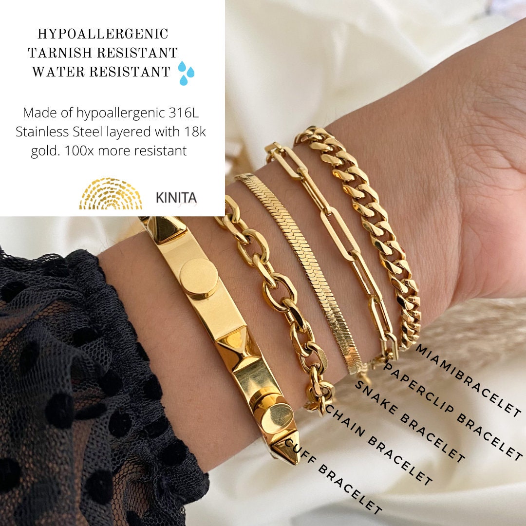 Gold bracelet stack for woman gold chain bracelet 18k gold bracelet 316l stainless steel stacking bracelet gold chain bracelet set Etsy